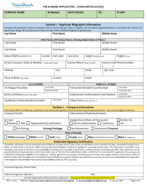 Fillable Online PBI ID MEDIA APPLICATION(UNESCORTED ACCESS) ... Fax ...