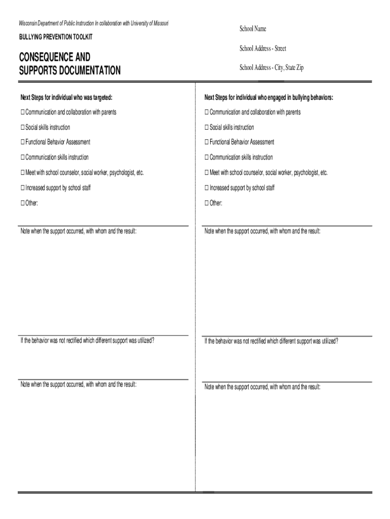 Fillable Online dpi wi BullyingMissouri Department of Elementary and ...