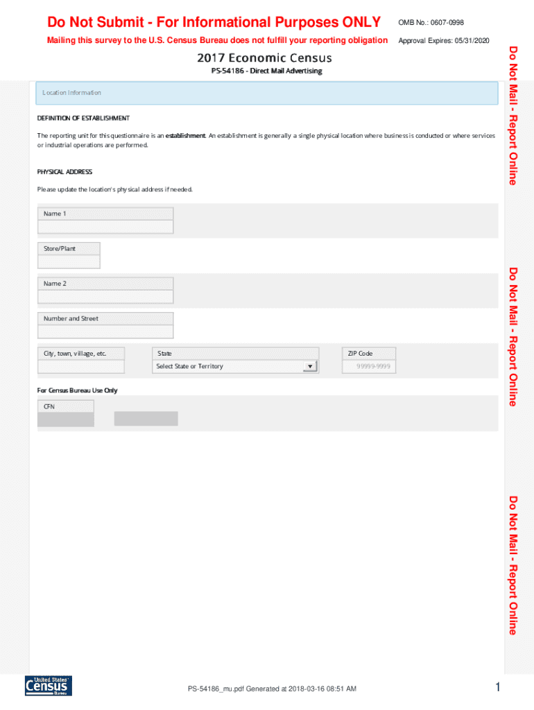 Fillable Online bhs econ census PS-54180 - Do Not Submit - For Informational Purposes ONLY Fax ...