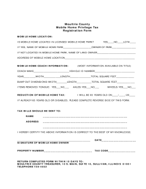 Fillable Online registration form for mobile home owners Fax Email ...