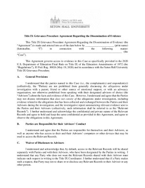 Fillable Online Title IX Grievance Procedure Agreement Regarding the ...