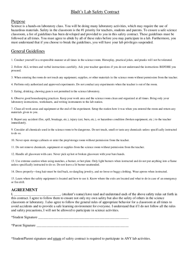 Fillable Online High School Science Safety Rules And Procedures fillable-online-high-school-science-safety-rules-and-procedures