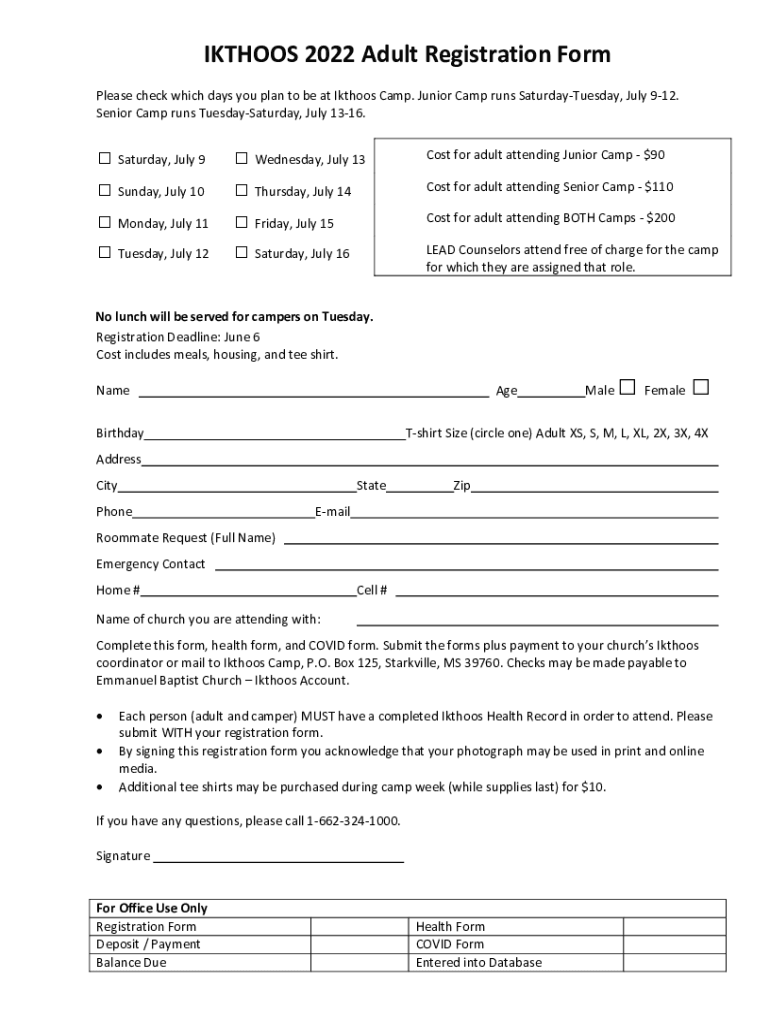 Fillable Online IKTHOOS 2022 Adult Registration Form Fax Email Print ...