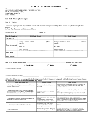 Fillable Online BANK DETAILS UPDATION FORM Fax Email Print - pdfFiller