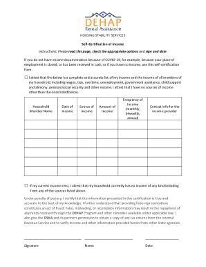 Fillable Online Self-Certification of Income Instructions Fax Email ...