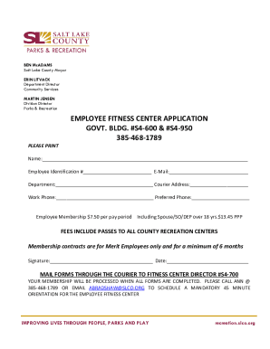 Fillable Online EMPLOYEE FITNESS CENTER APPLICATION GOVT. ... Fax Email ...