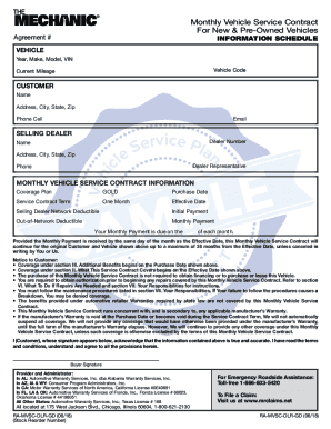 Fillable Online Comparing Vehicle Service Contracts and Auto Warranties ...