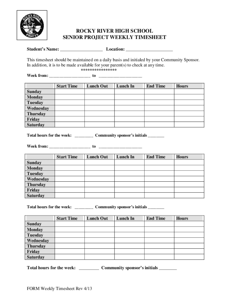 Fillable Online FORM Weekly Timesheet Fax Email Print - pdfFiller