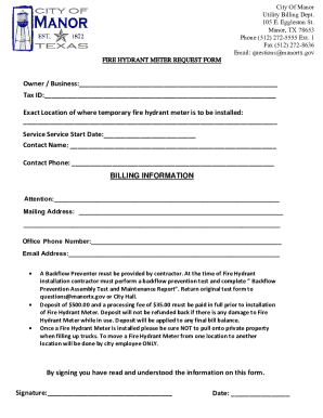 Fillable Online Temporary Fire Hydrant Request Form - ... Fax Email ...