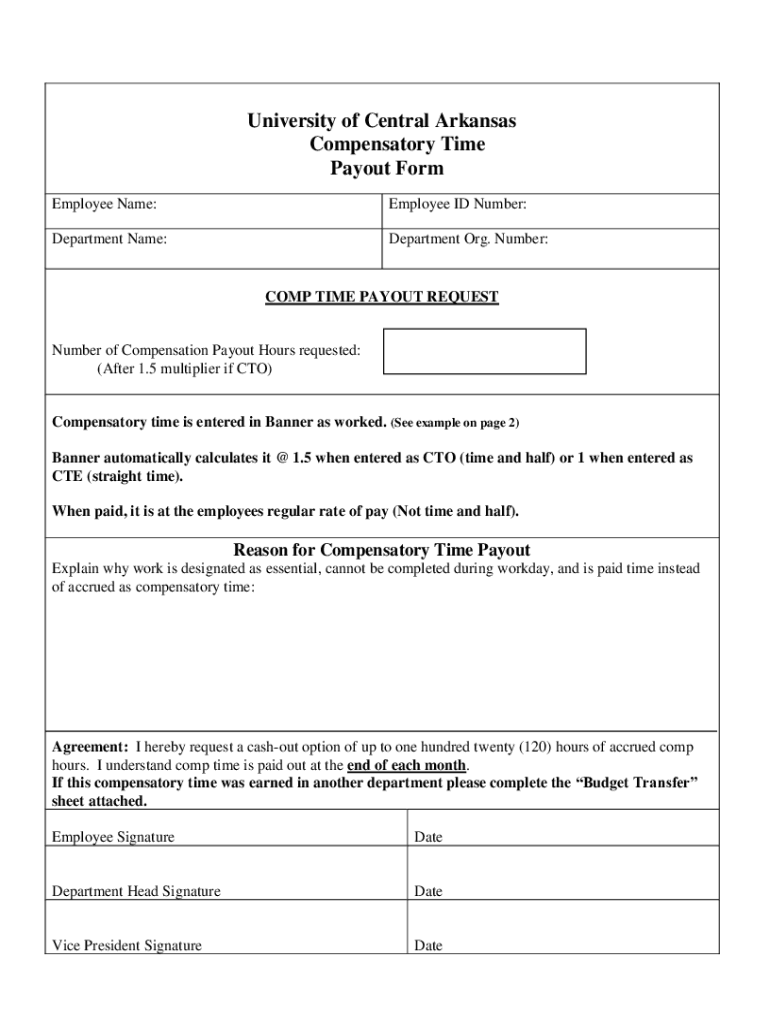 Fillable Online COMP TIME PAYOUT REQUEST FORM Employee Name Fax Email ...