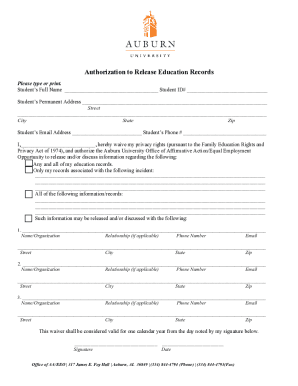 Fillable Online ferpa consent to release my child's educational records ...