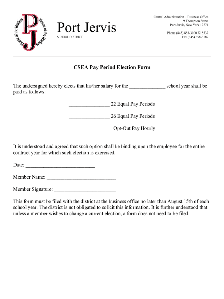 Fillable Online CSEA Pay Period Election Form Fax Email Print - pdfFiller