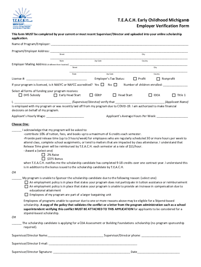 Fillable Online EMPLOYER-VERIFICATION-FORM. ... Fax Email Print - pdfFiller