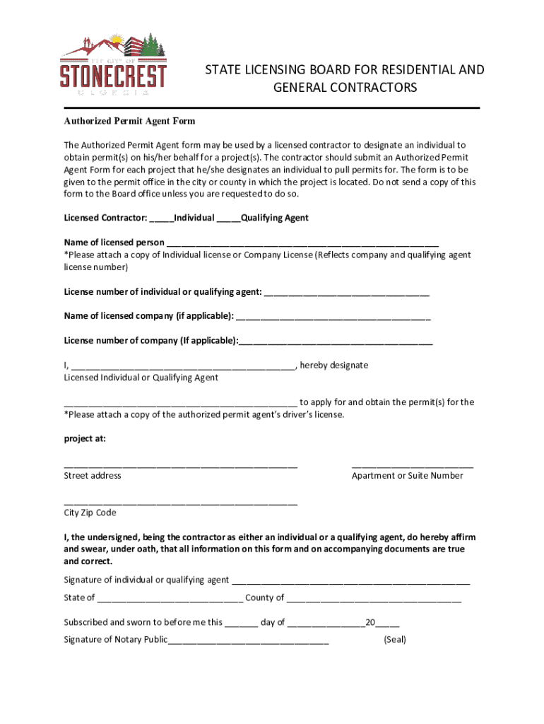 Fillable Online State Licensing Board for Residential and ... Fax Email ...