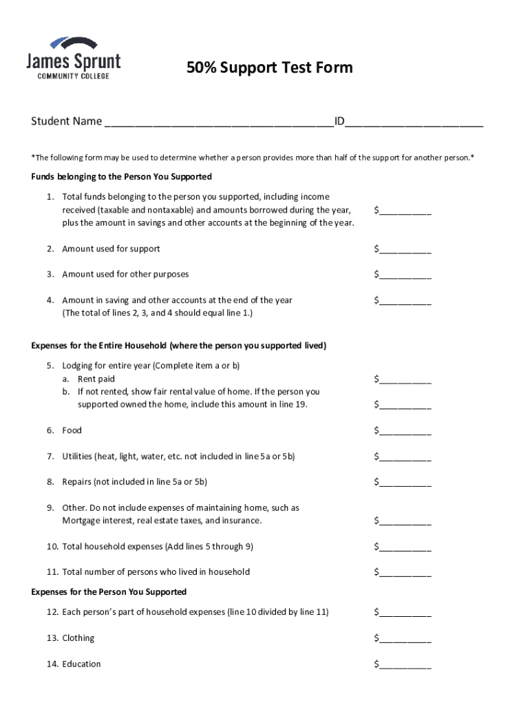 Fillable Online Publication 4012, Worksheet for Determining Support Fax ...