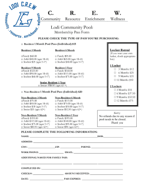 Fillable Online Lodi Community Pool: Fax Email Print - pdfFiller