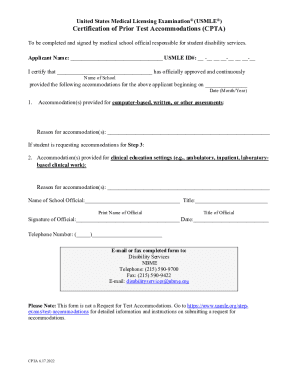 Fillable Online UNITED STATES MEDICAL LICENSING EXAMINATION ( ... Fax ...