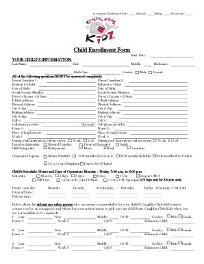 Fillable Online -New Child Enrollment Form.doc Fax Email Print - pdfFiller