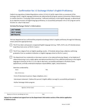 Fillable Online issa nd Confirmation for J-1 Exchange Visitor's English ...
