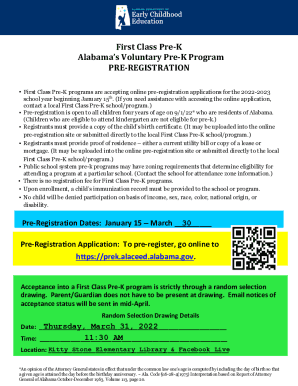 Fillable Online Montgomery Public Schools' First Class Pre-K Alabama's ...