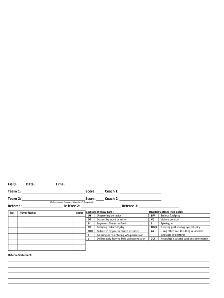 Fillable Online American Youth Soccer Organization REFEREE REPORT Fax ...