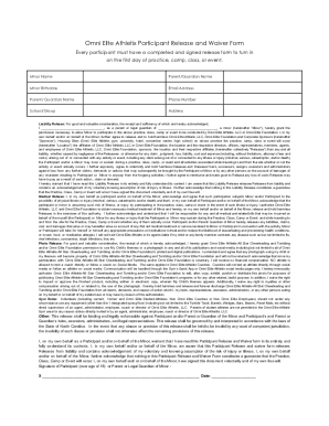 Fillable Online Omni Participant Release and Waiver Form Fax Email ...