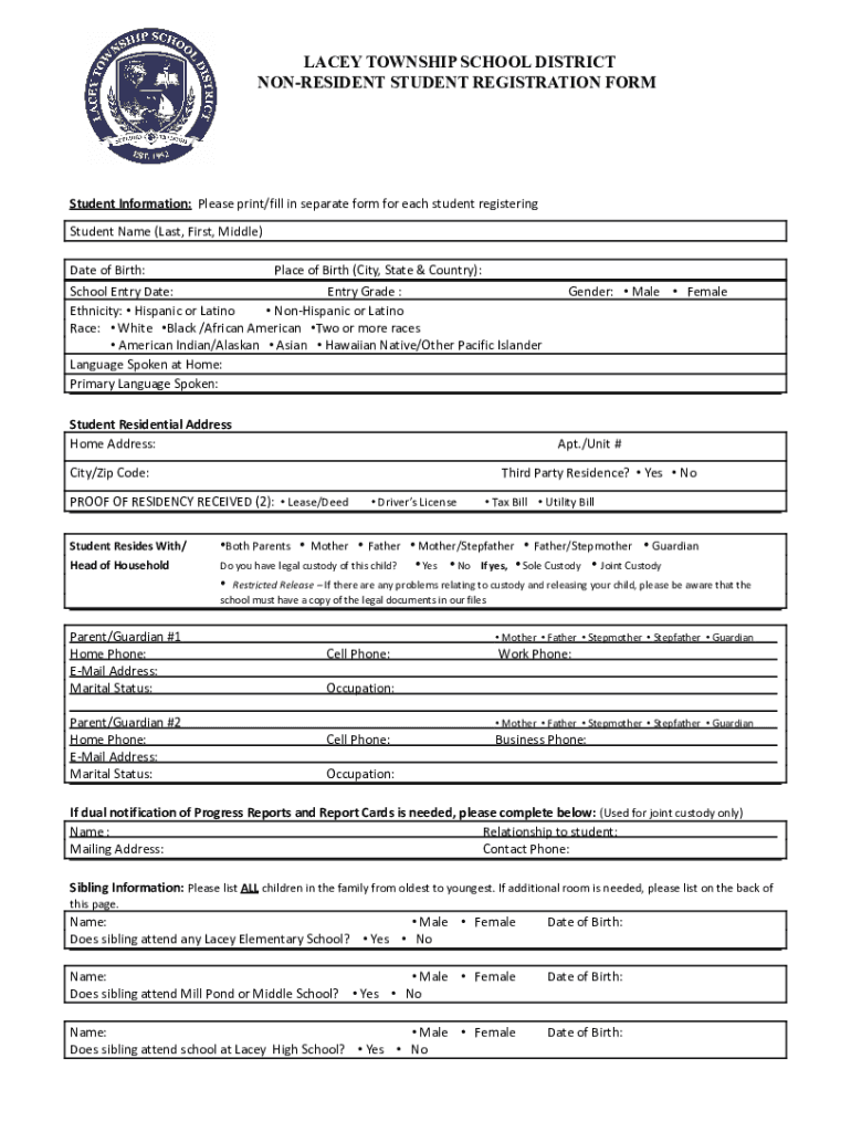 Fillable Online Template - Non-Resident Student Registration Form - General Fax Email Print ...