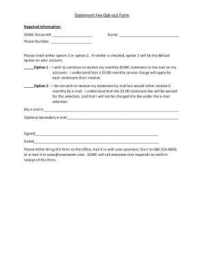 Fillable Online Statement Fee Opt-out Form Fax Email Print - pdfFiller