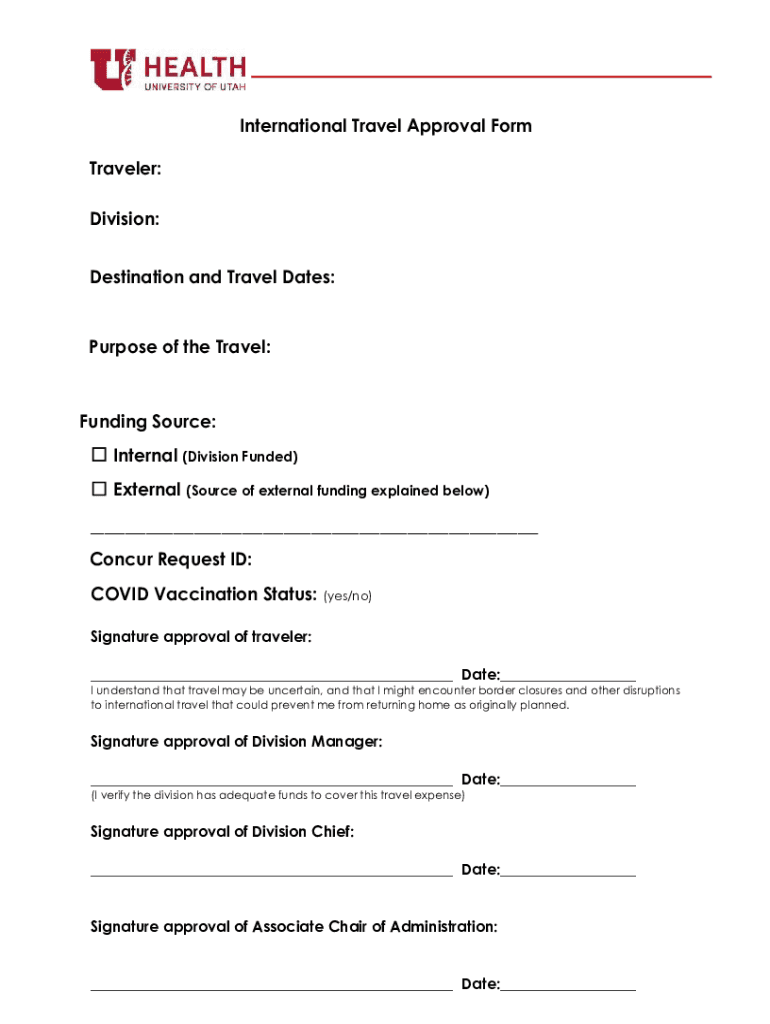 Fillable Online International Travel Request (New UI)Concur Fax Email Print - pdfFiller