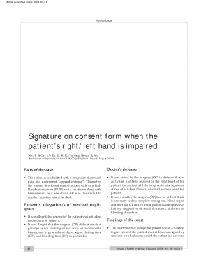 Fillable Online Signature on consent form when the patient's right/left ...