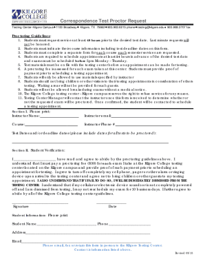 Fillable Online Correspondence Test Proctor Request Fax Email Print ...