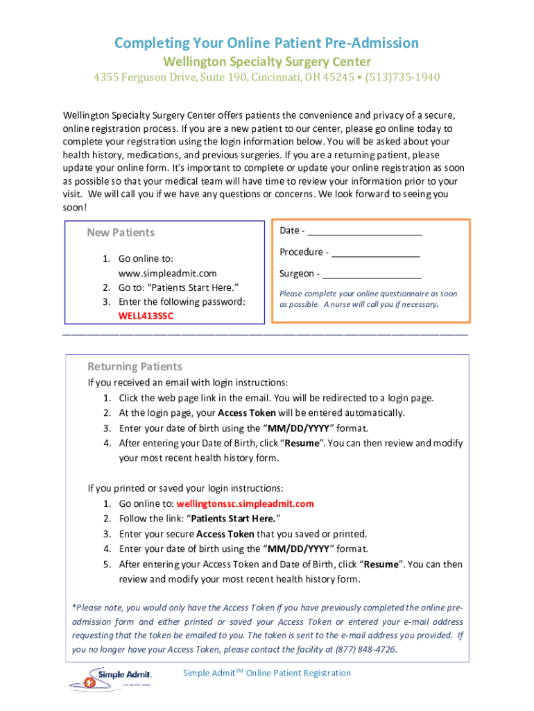 Fillable Online Completing Your Online Patient Pre-Admission Fax Email ...