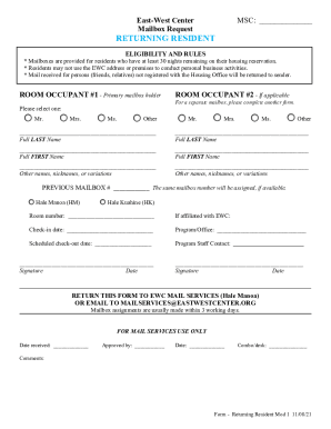 Fillable Online Form -Returning Resident Mod 1 Fax Email Print - pdfFiller