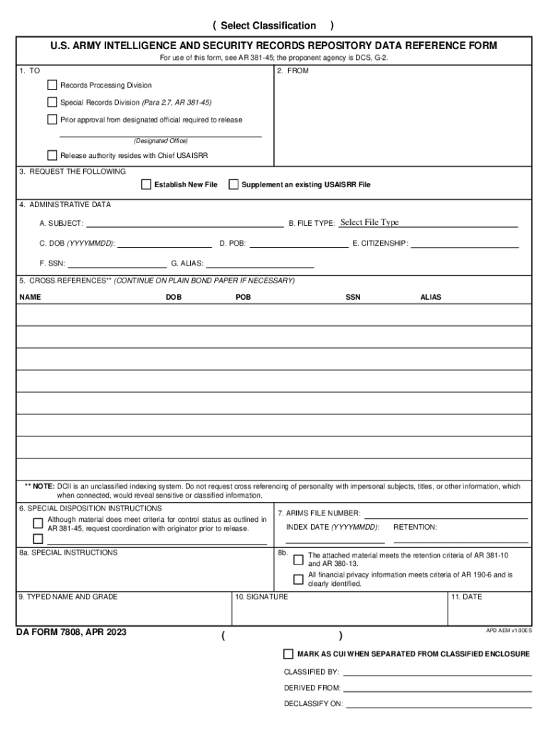 Fillable Online armypubs army HQDA Form 7808, APR 2023. US Army ...