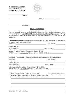 Fillable Online CIVIL COMPLAINT Fax Email Print - pdfFiller