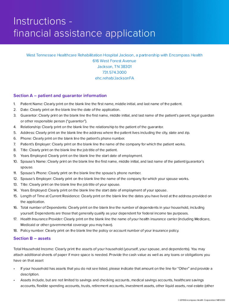 Fillable Online Patient Financial Assistance ServicesApplication Form ...