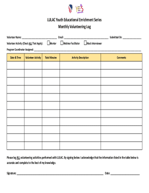 Fillable Online Volunteer Activity Log Fax Email Print - pdfFiller