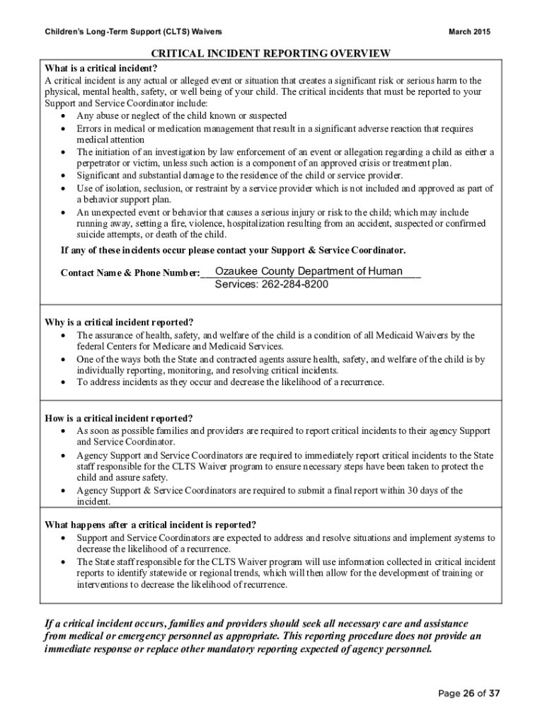 Fillable Online Children's Long-Term Support (CLTS) Waiver Renewal Fax ...