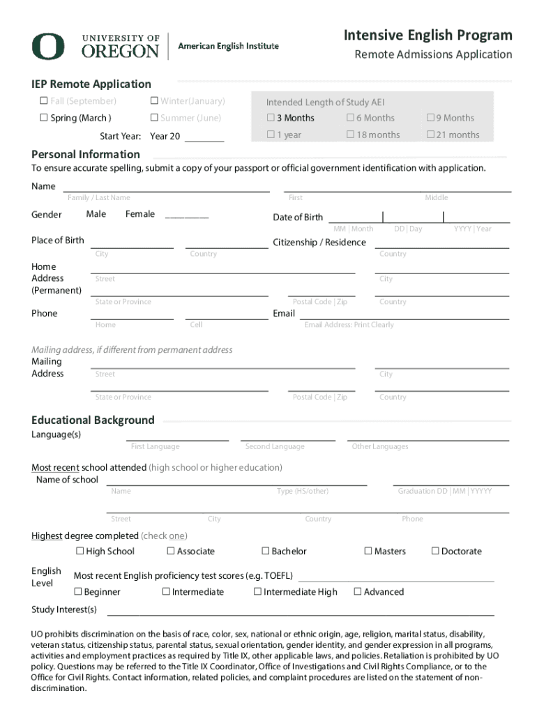 Fillable Online aei uoregon ELI Future StudentsInternationalThe University of Alabama Fax Email ...