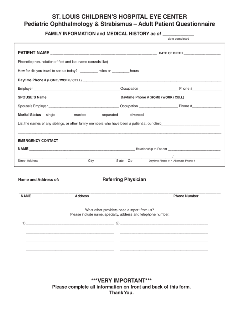 Fillable Online ophthalmology wustl Adult Patient questionnaire ...