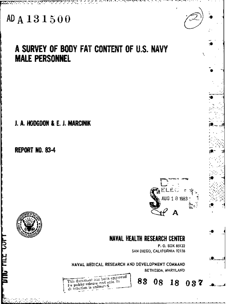 Fillable Online A Survey of Body Fat Content of U.S. Navy Male ...