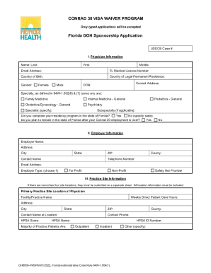 Fillable Online CONRAD 30 VISA WAIVER PROGRAM Fax Email Print - pdfFiller