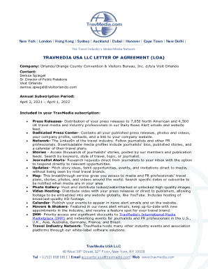 Fillable Online TRAVMEDIA USA LLC LETTER OF AGREEMENT (LOA) Fax Email ...