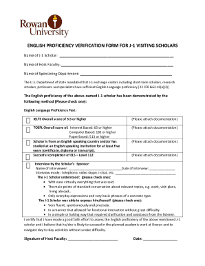 Fillable Online English Proficiency Verification Form for J-1 Scholars ...
