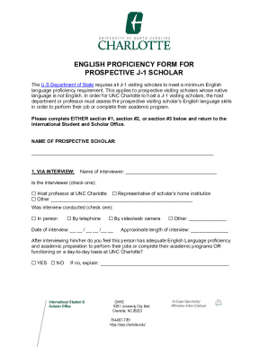 Fillable Online English Proficiency Report Form for Prospective J-1 ...