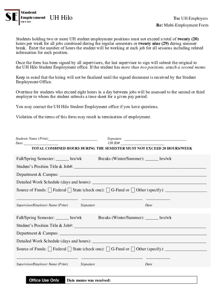 Fillable Online hilo hawaii Multi-Employment Form Fax Email Print - pdfFiller