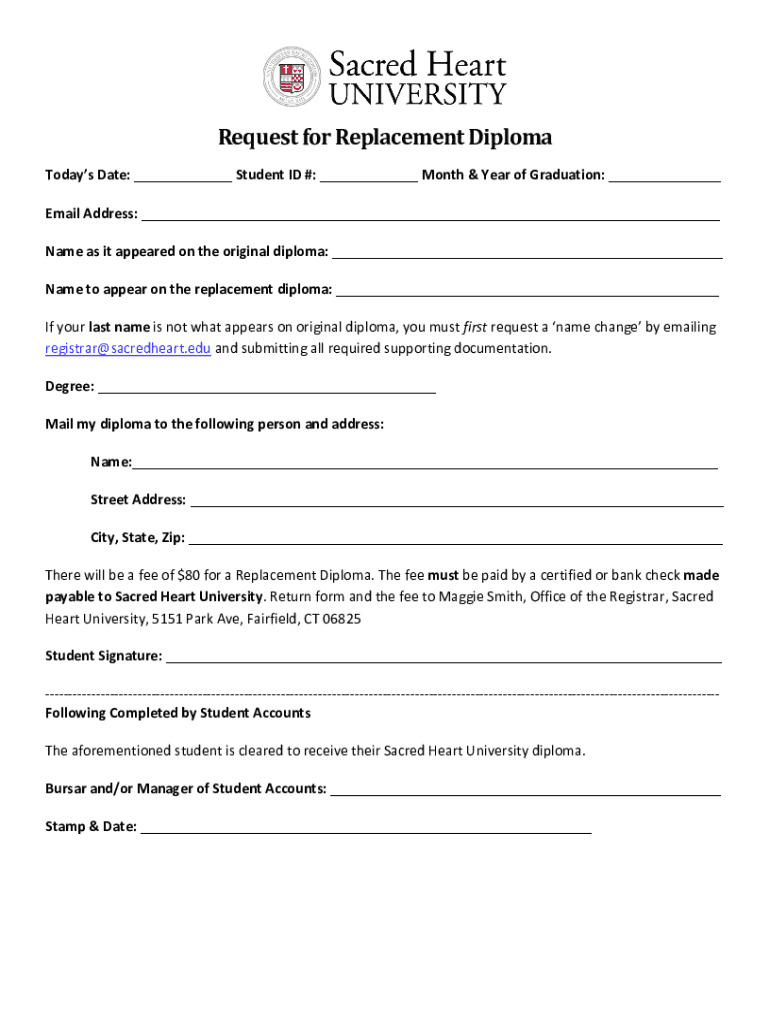 Fillable Online Request Your Transcript or a Replacement Diploma Fax Email Print - pdfFiller