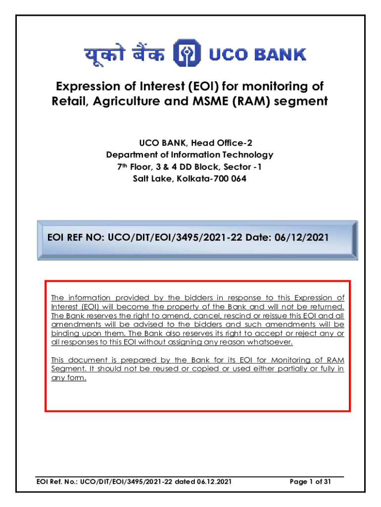 Fillable Online Expression of Interest (EOI) For Procurement of Open API ... Fax Email Print ...