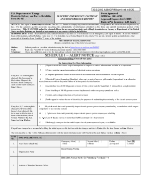 Fillable Online Form OE-417 Electric Emergency Incidence and ...