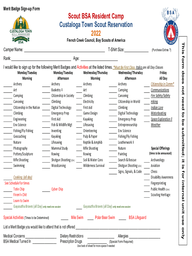 Fillable Online CTSR Merit Badge Sign-up Form - 2022 Fax Email Print ...